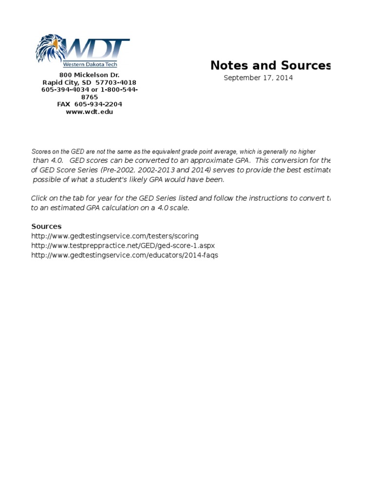 GED to GPA Conversion Guide | PDF | Grading (Education) | General ...