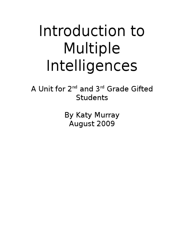 Multiple Intelligences Survey Unit | PDF | Intelligence | Cognition