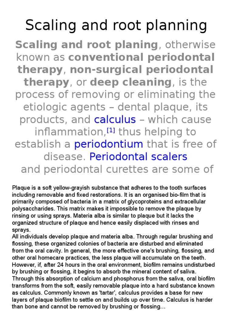 Scaling Root Planning | PDF | Dentistry | Medical Specialties
