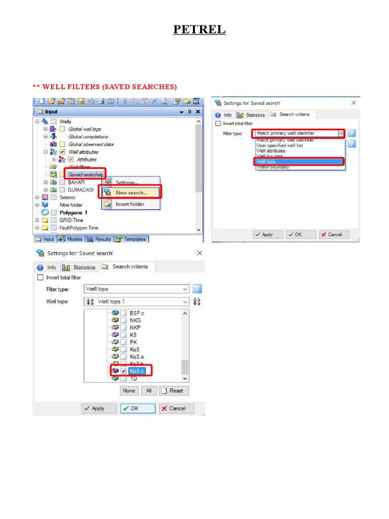 Petrel: Well Filters (Saved Searches) | PDF | Internet Search Engines | Cyberspace