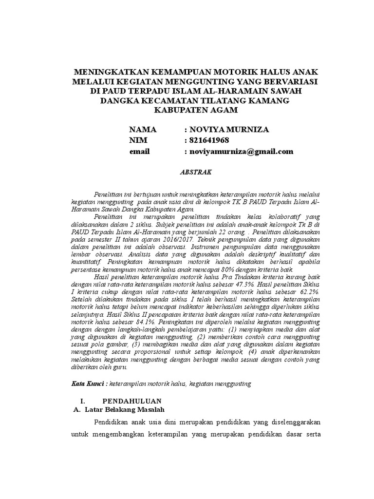 Meningkatkan Motorik Halus Anak PAUD | PDF