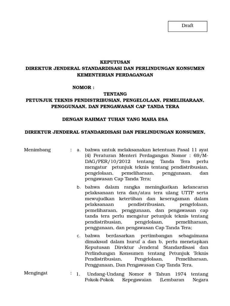 Draft Skdirjen-Pengelolaan CTT | PDF