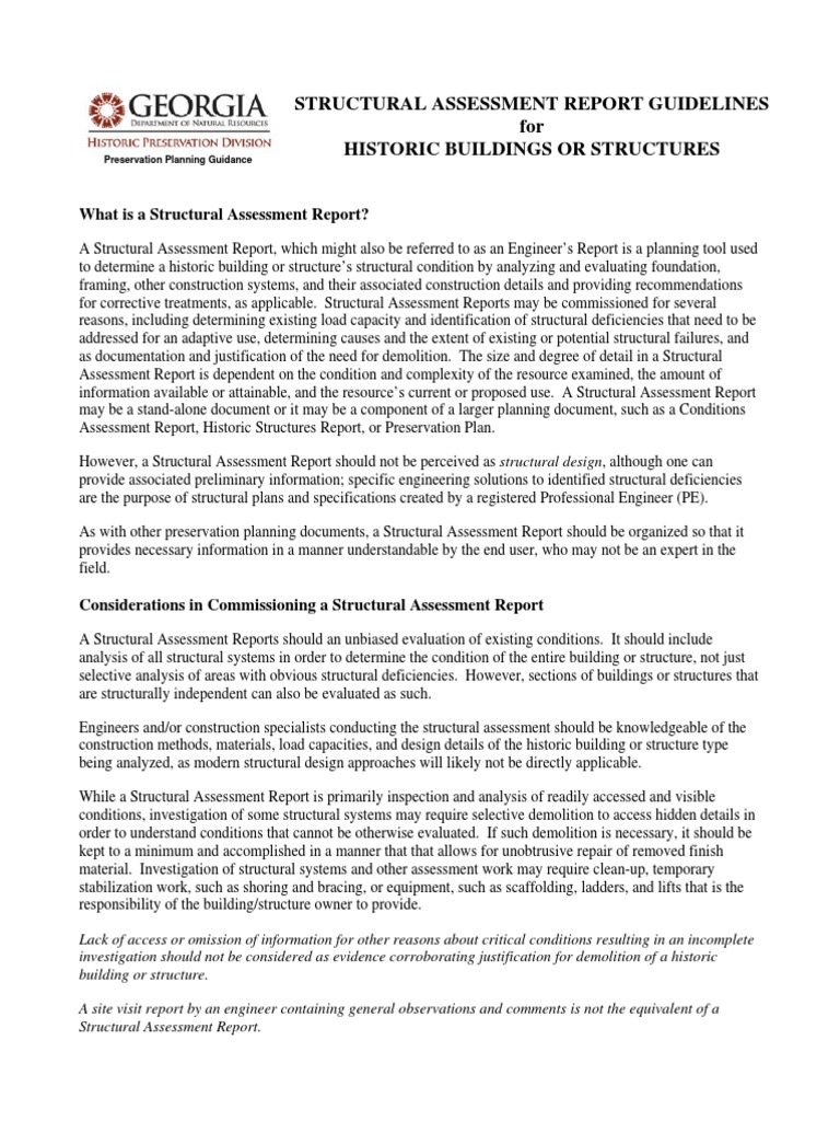 Structural Assessment Report Guidelines (NL) | PDF | Preservation ...