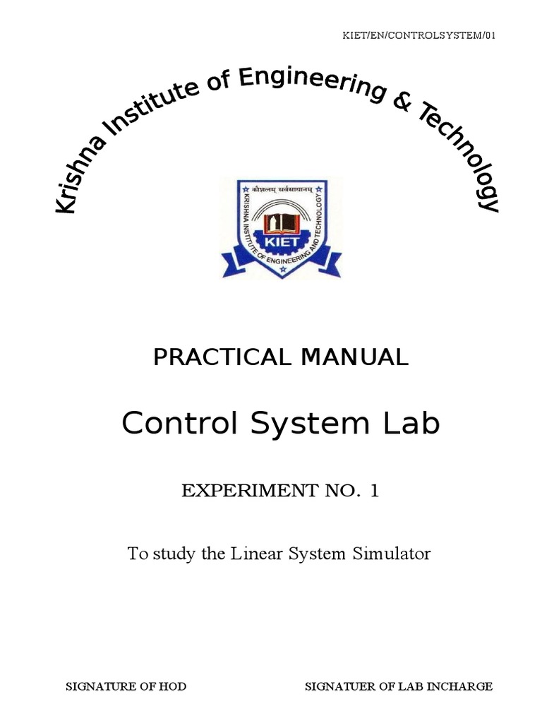 Control System Lab: Practical Manual | PDF
