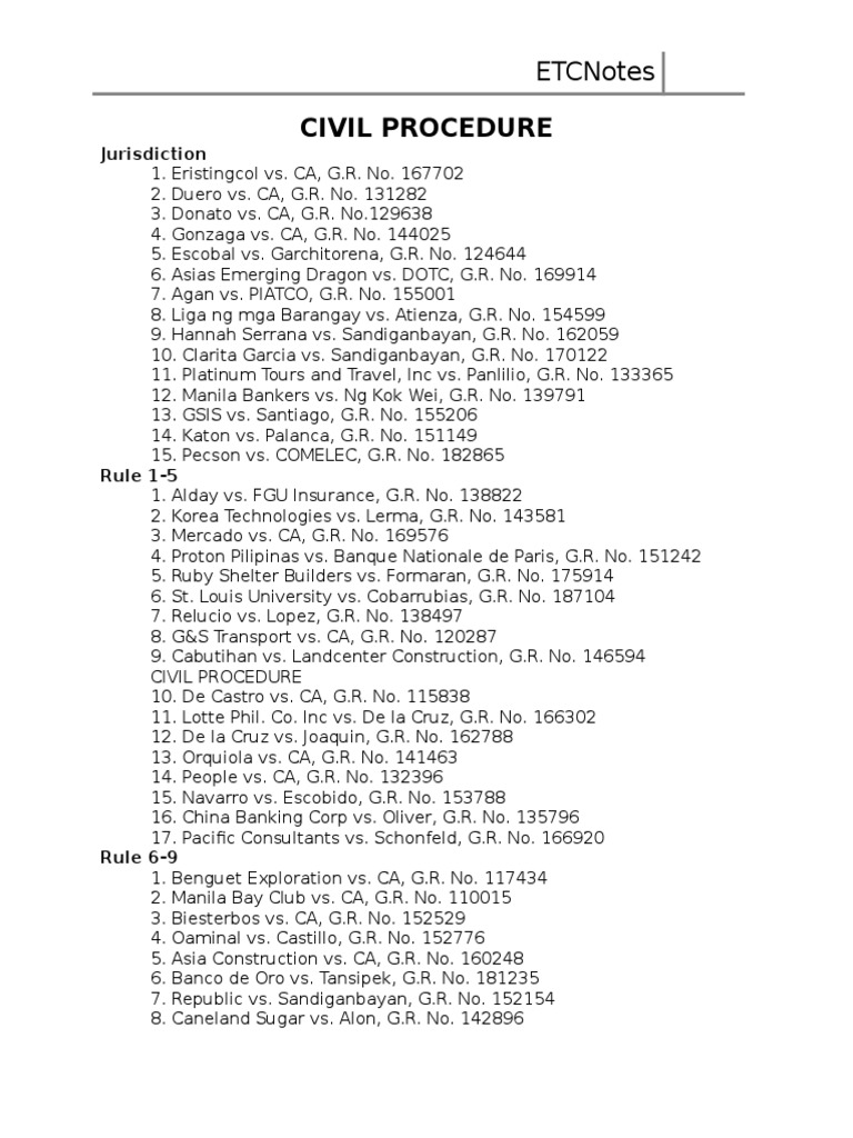 Civil Procedure Case Digests | PDF | Judiciaries | Government