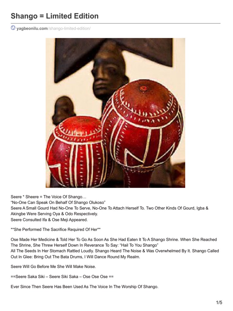 Shango: The Yoruba God of Thunder | PDF | Rituals | Religion And Belief