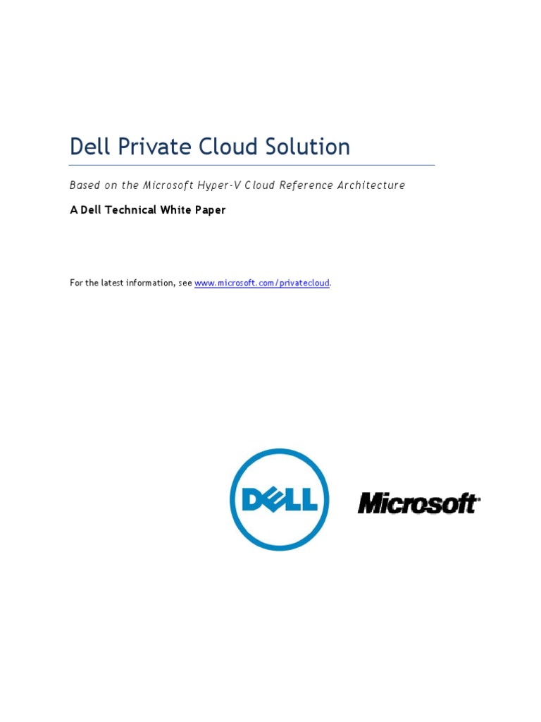 Reference Architecture Private Cloud Dell Microsoft Hyper V | PDF | Hyper V | Cloud Computing