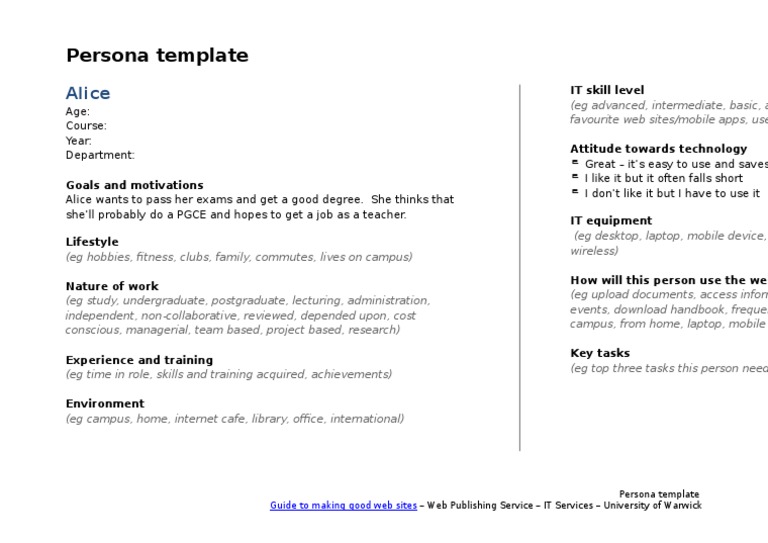 Persona Template | PDF