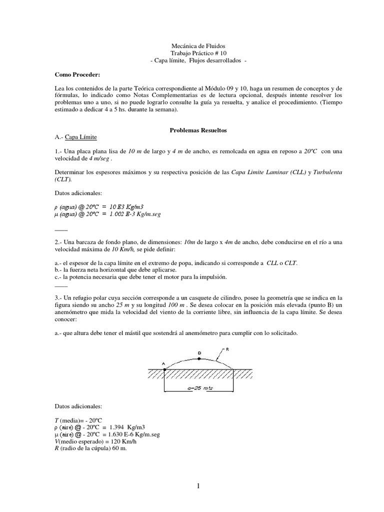 Capa Limite Ejercicios | PDF | Avión | Capa límite