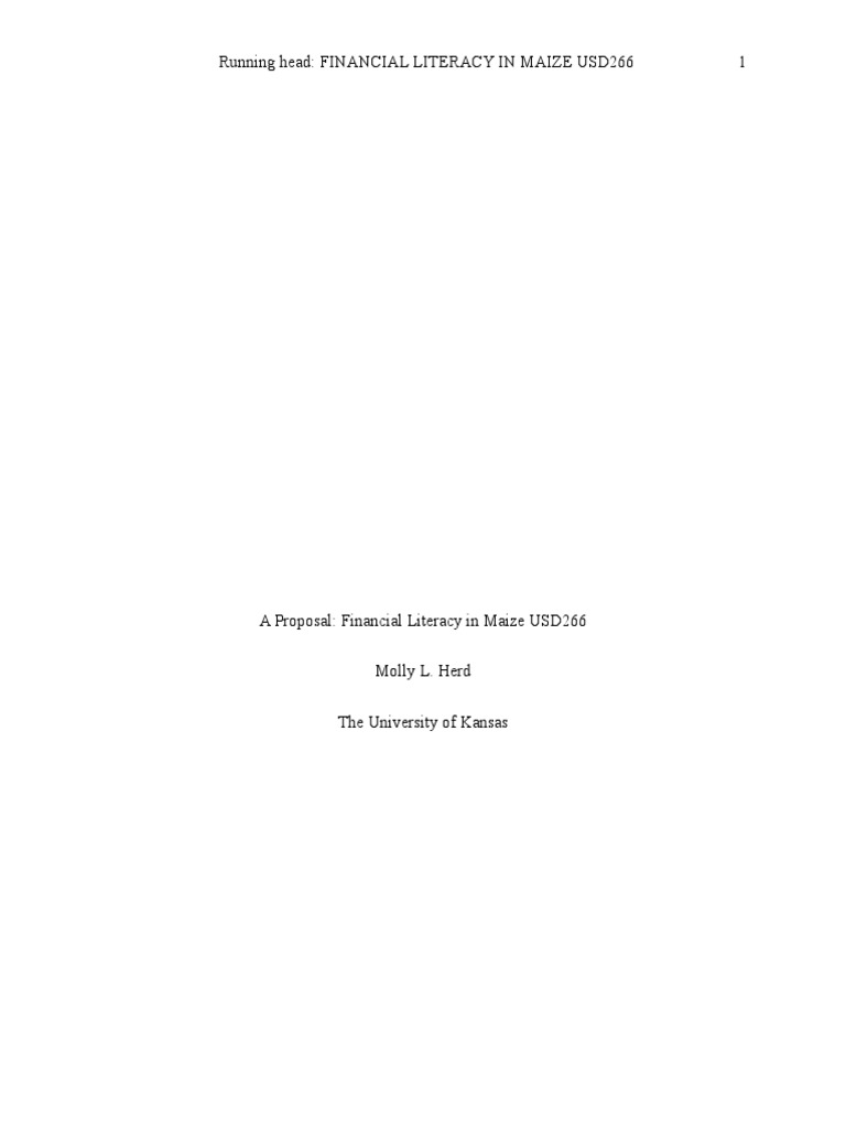 Financial Literacy Proposal for Maize USD266 | PDF | Financial Literacy ...