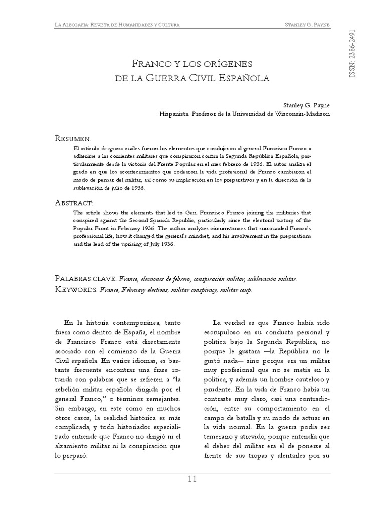 Franco y Los Orígenes de La Guerra Civil Española | PDF | Francisco ...