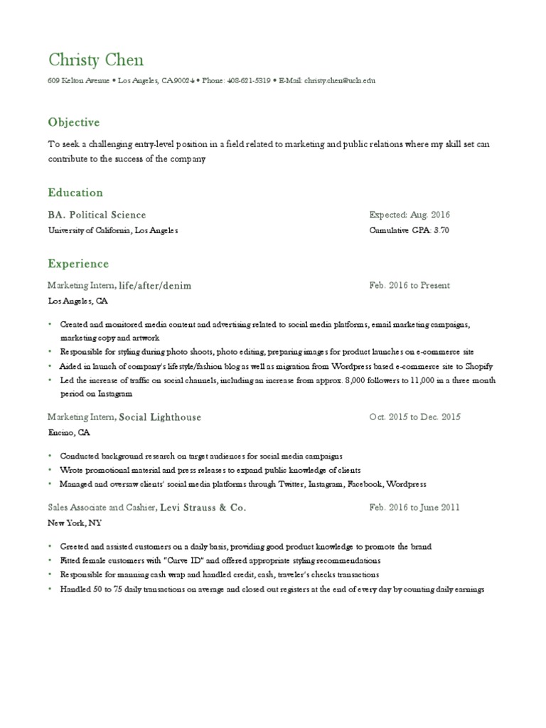 Christy Chen Resume | PDF | Instagram | Social Media