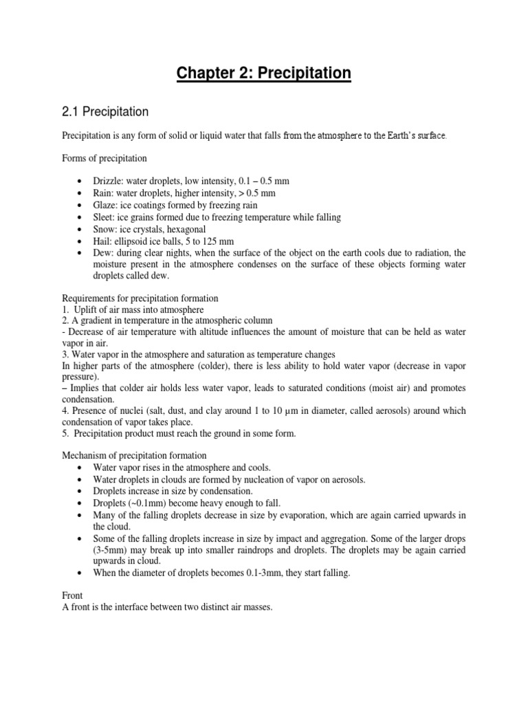 Chapter 2: Precipitation | PDF | Snow | Precipitation