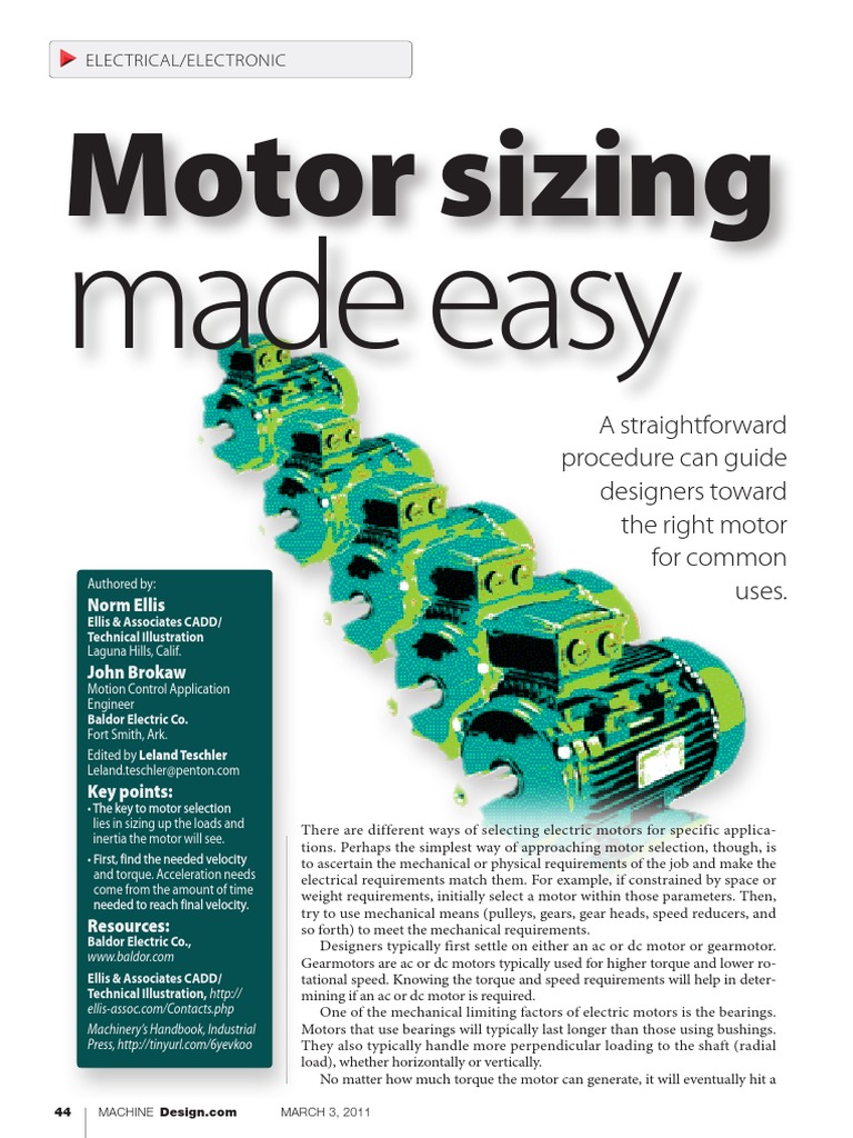 Motor Sizing Made Easy | PDF | Torque | Transmission (Mechanics)