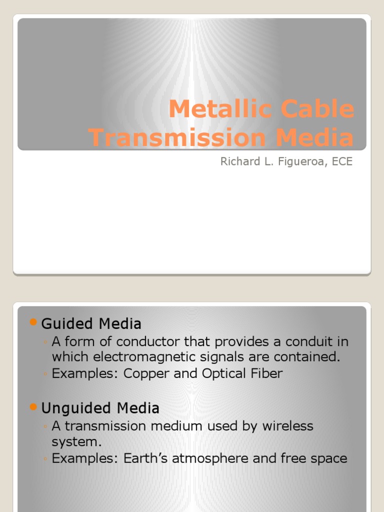 1 Metallic Cable Transmission Media by Engr. Richard Figueroa | PDF ...