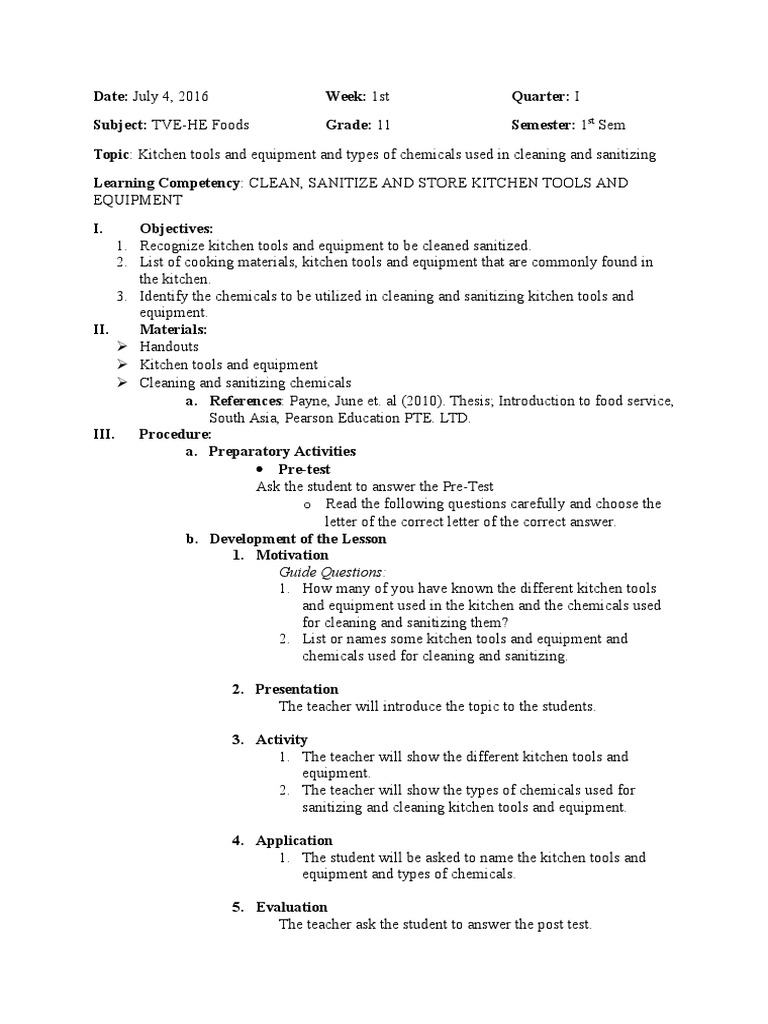 DLP Cookery SAMPLE | PDF | Kitchen | Rubric (Academic)