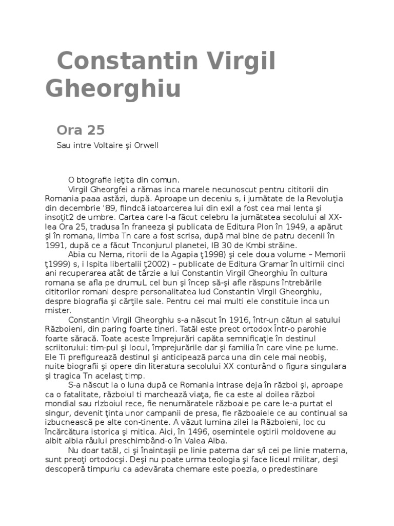 Constantin Virgil Gheorghiu Ora 25 04 PDF | PDF