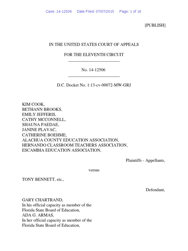 Kim Cook v. Gary Chartrand, 11th Cir. (2015) | PDF | Rational Basis ...