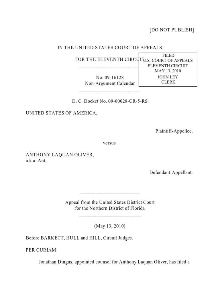 United States v. Anthony Laquan Oliver, 11th Cir. (2010) | PDF