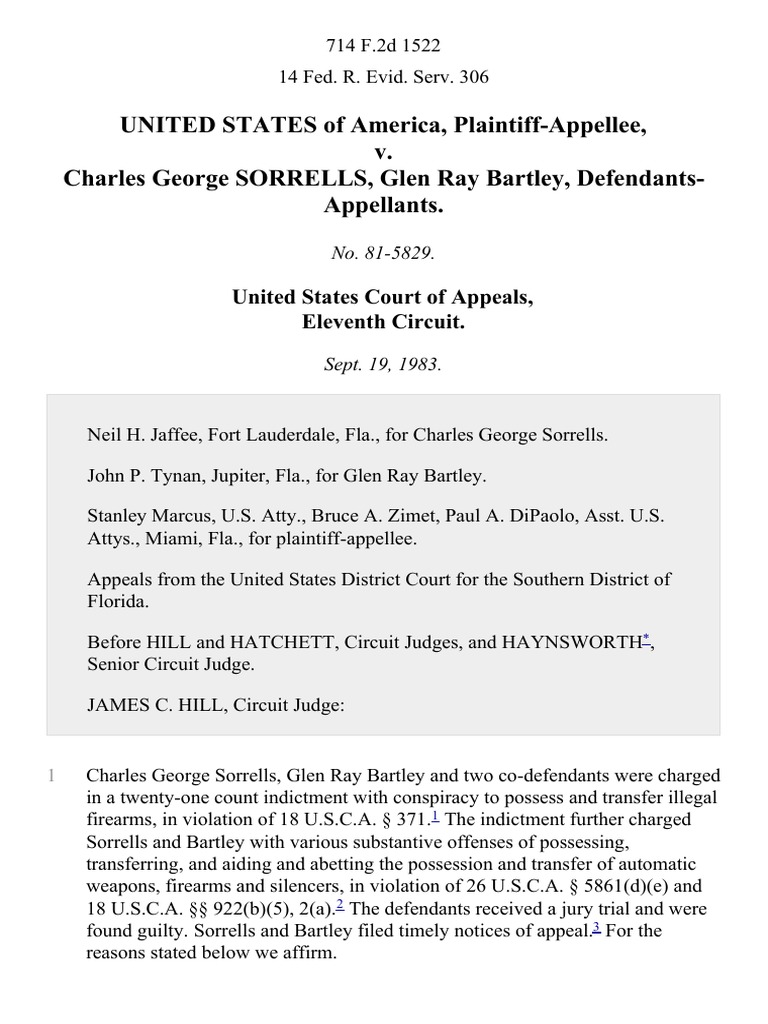 United States v. Charles George Sorrells, Glen Ray Bartley, 714 F.2d ...