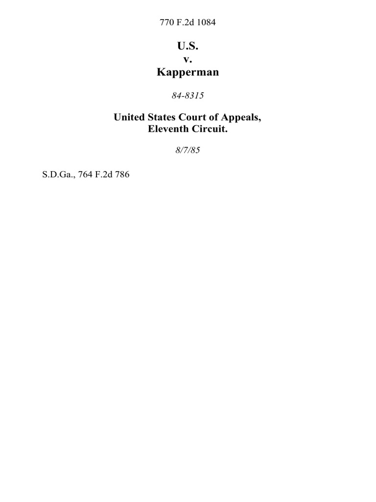 United States v. Kapperman, 770 F.2d 1084, 11th Cir. (1985) | PDF