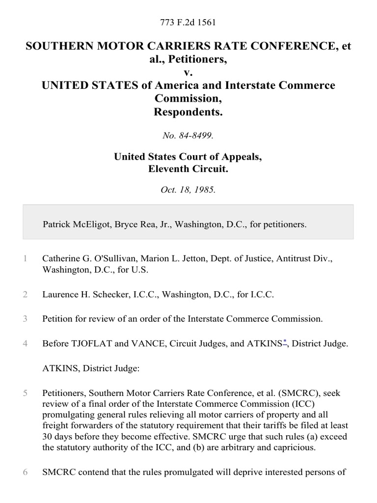 Southern Motor Carriers Rate Conference v. United States of America and ...