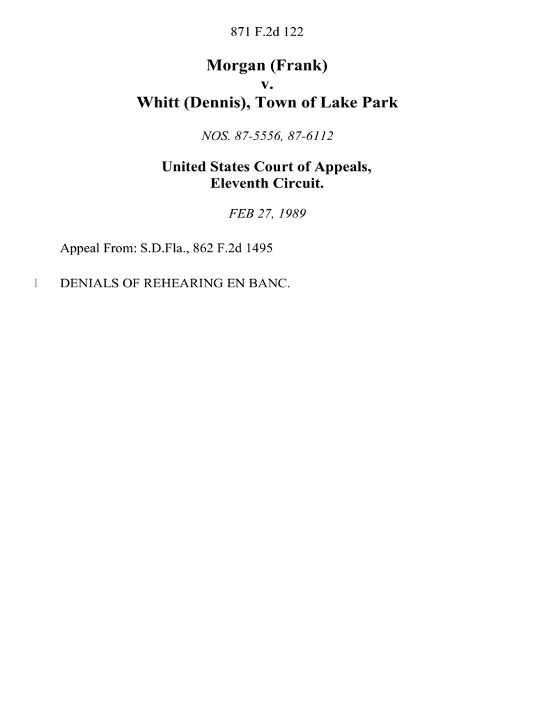 Morgan (Frank) v. Whitt (Dennis), Town of Lake Park, 871 F.2d 122, 11th ...
