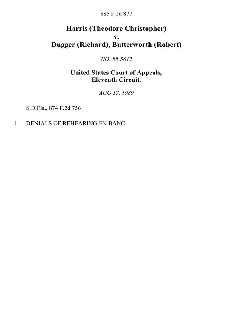 Harris (Theodore Christopher) v. Dugger (Richard), Butterworth (Robert ...