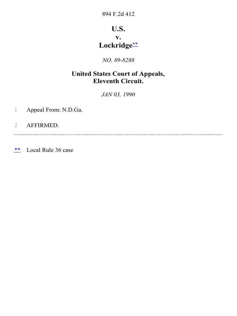 United States v. Lockridge, 894 F.2d 412, 11th Cir. (1990) | PDF