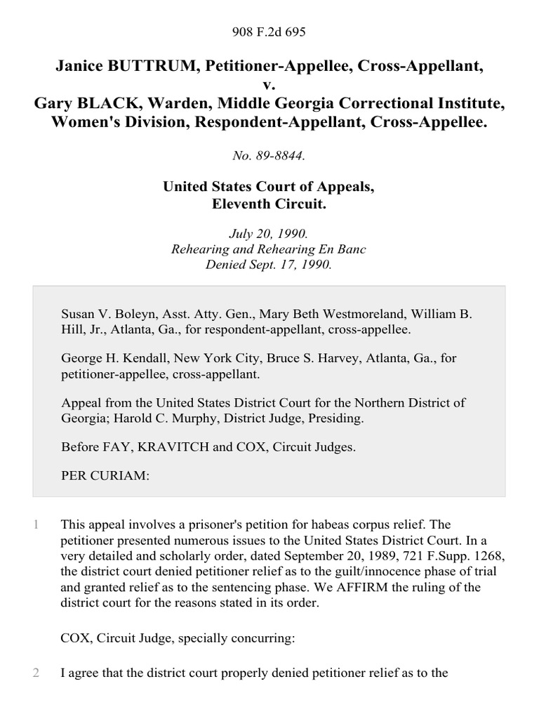 Janice Buttrum, Cross-Appellant v. Gary Black, Warden, Middle Georgia ...