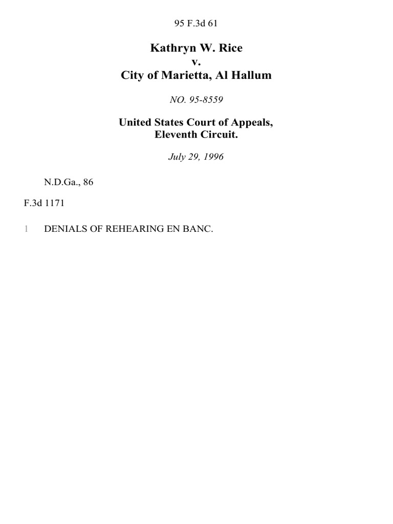 Kathryn W. Rice v. City of Marietta, Al Hallum, 95 F.3d 61, 11th Cir ...