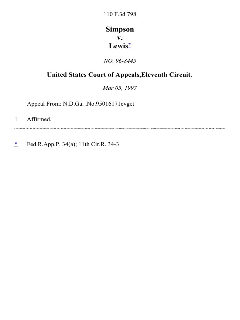 Simpson v. Lewis, 110 F.3d 798, 11th Cir. (1997) | PDF