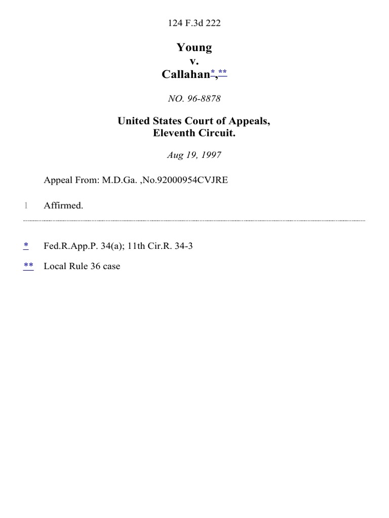 Young v. Callahan, 124 F.3d 222, 11th Cir. (1997) | PDF