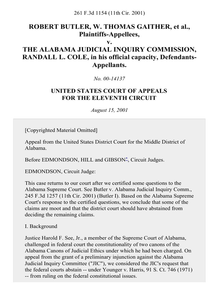 Robert Butler, W. Thomas Gaither v. The Alabama Judicial Inquiry ...