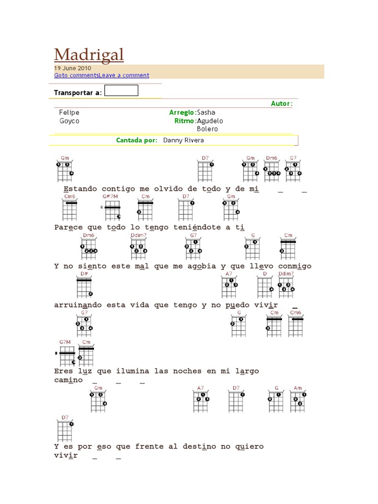 Madrigal: Letra y Acordes | PDF