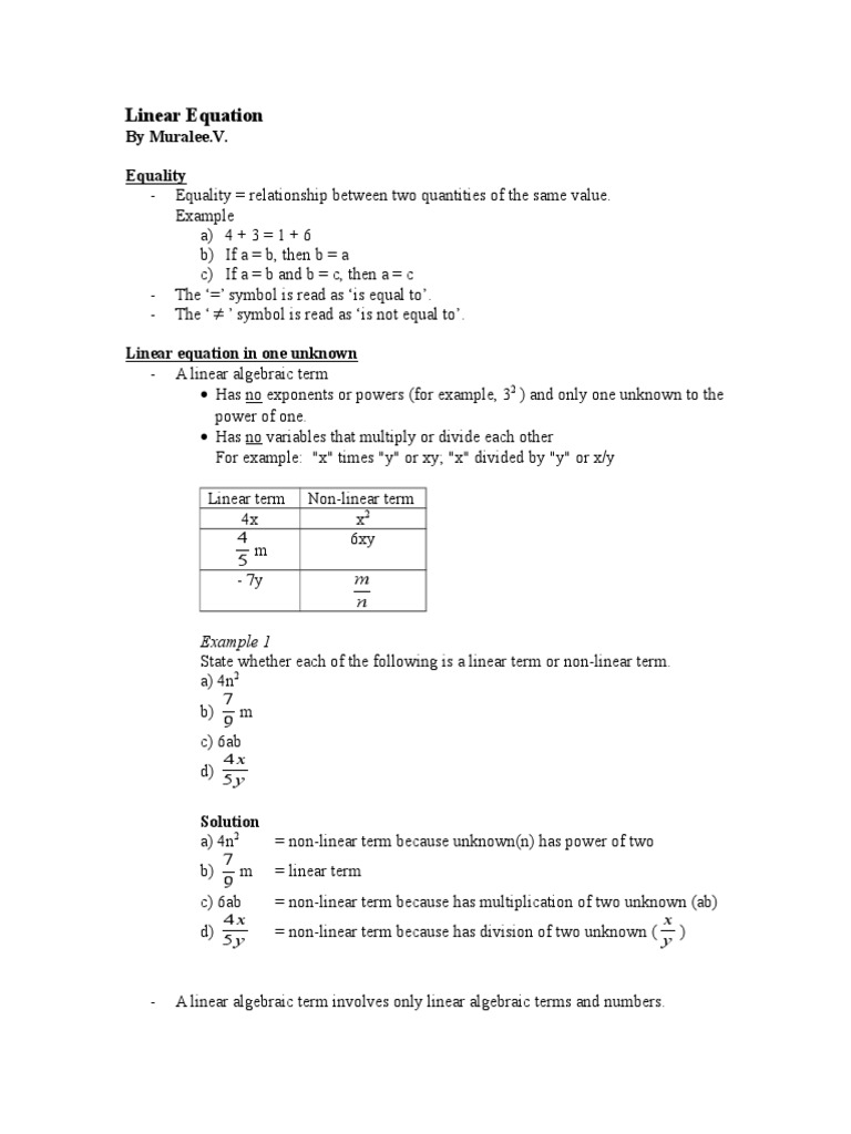 Linear Equation | Download Free PDF | Equations | Nonlinear System