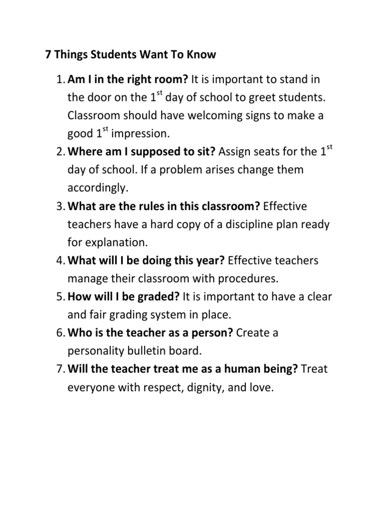 7 Things Students Want To Know | PDF