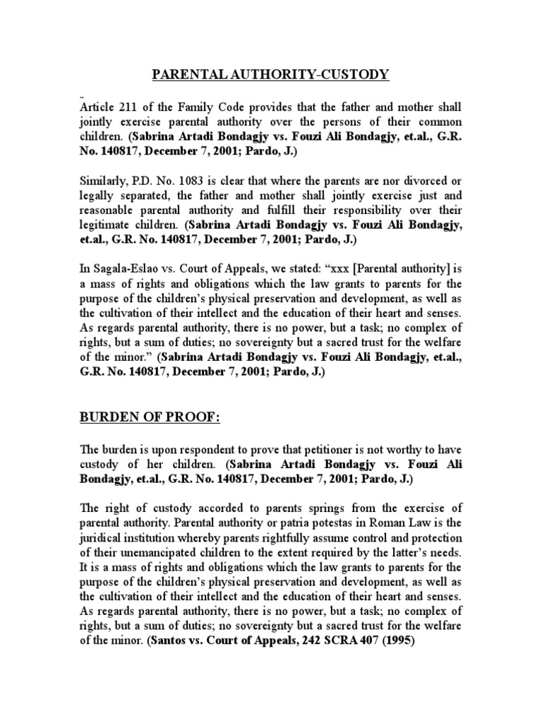 Parental Authority | PDF | Legal Guardian | Child Custody