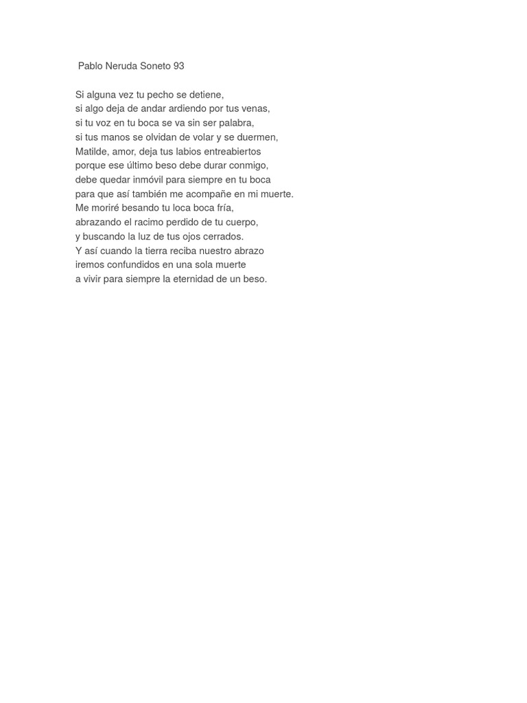 Pablo Neruda Soneto 93 | PDF