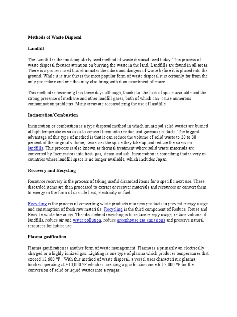 Methods of Waste Disposal | PDF | Waste Management | Municipal Solid Waste