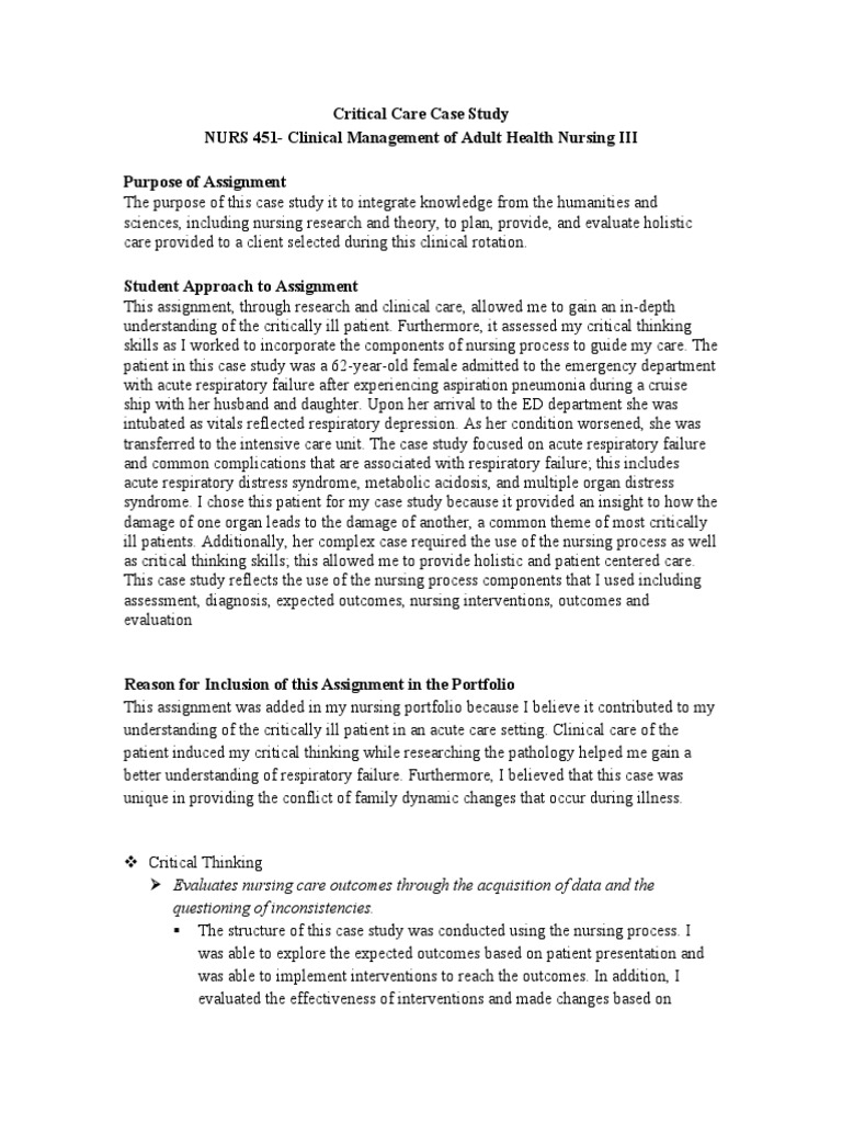 Critical Care Case Study Intro PDF | PDF | Evidence Based Medicine ...