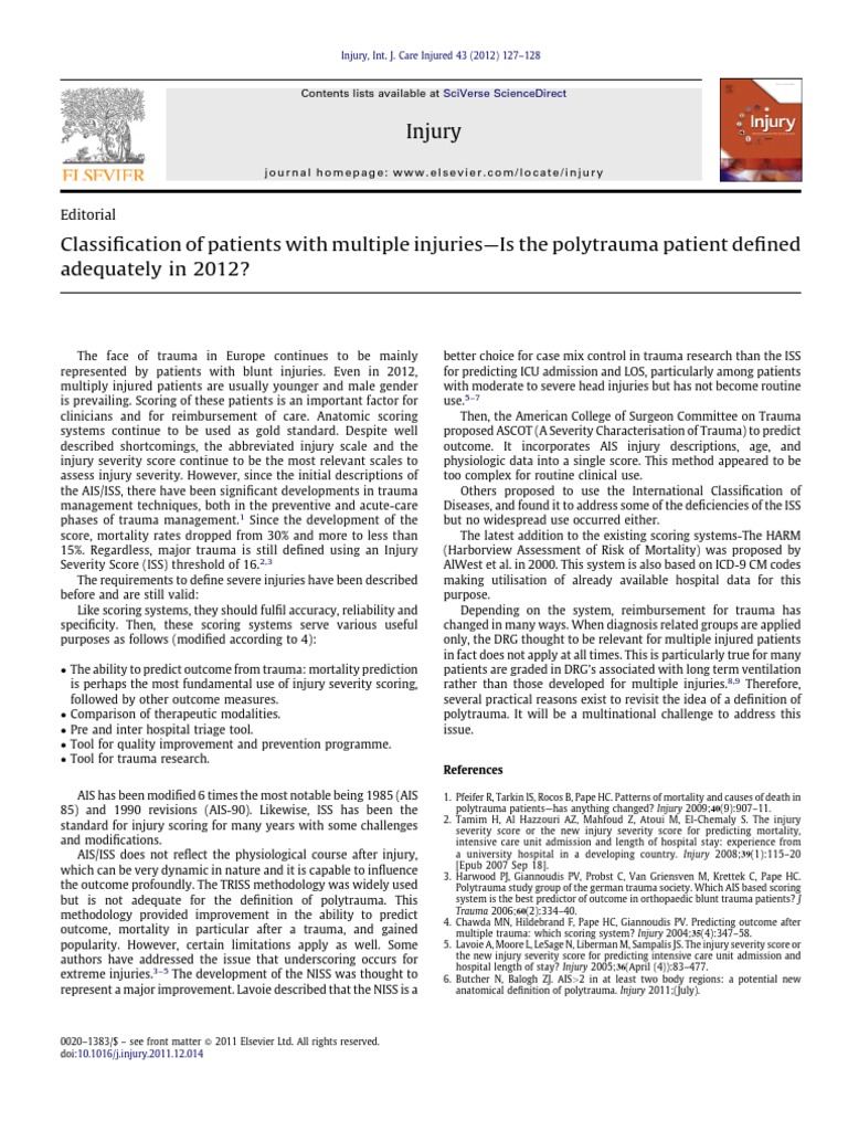 Classification Multiple Injuries | PDF | Major Trauma | Health Care