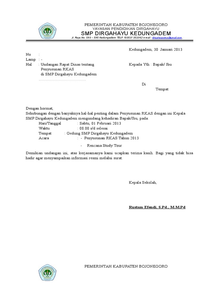 1000+ Contoh Undangan Rapat Penyusunan Rkas Terbaik - Contoh Undangan
