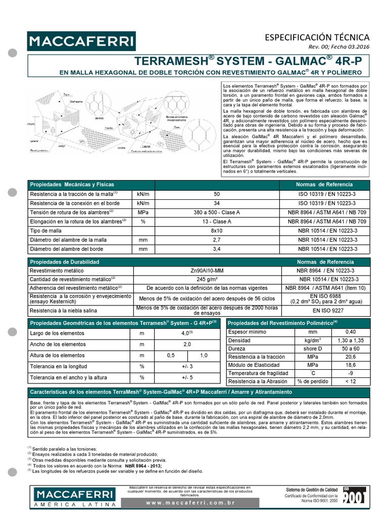 TDS - BR - Terramesh® - System 8x10-2.7mm G4R-P - RevMarSP | PDF