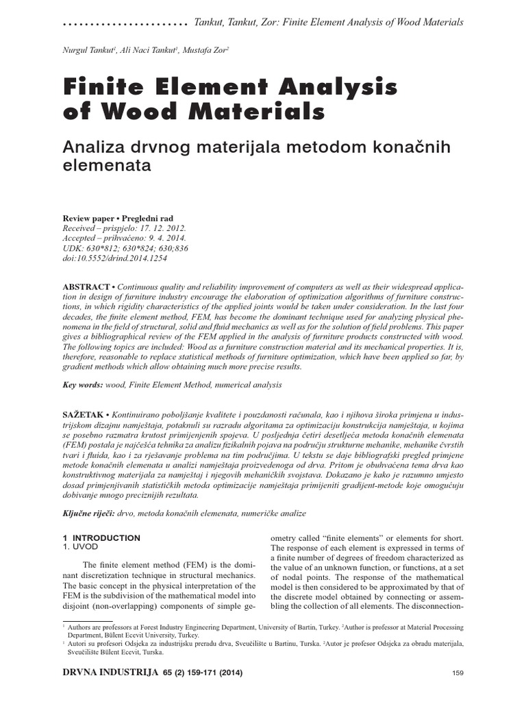 Finite Element Analysis of Wood Materials MADERA FEM MET GRADIENTE PDF | PDF | Finite Element ...