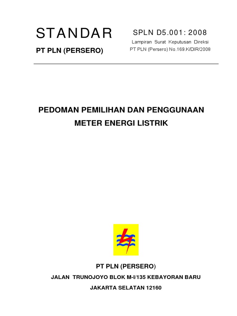 SPLN Pedoman Pemilihan Meter Energi Listrik | PDF