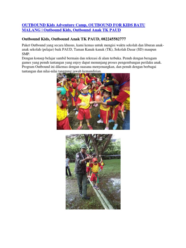 OUTBOUND Kids Adventure Camp, OUTBOUND FOR KIDS BATU MALANG - Outbound Kids, Outbound Anak TK ...
