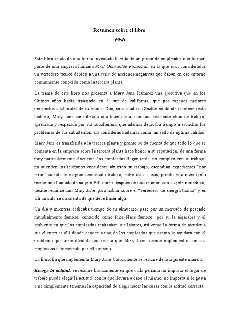 Resumen Del Libro Fish | PDF | Science | Ciencia filosófica