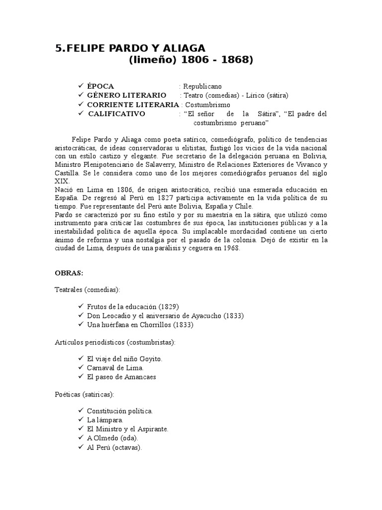 Felipe Pardo y Aliaga | PDF