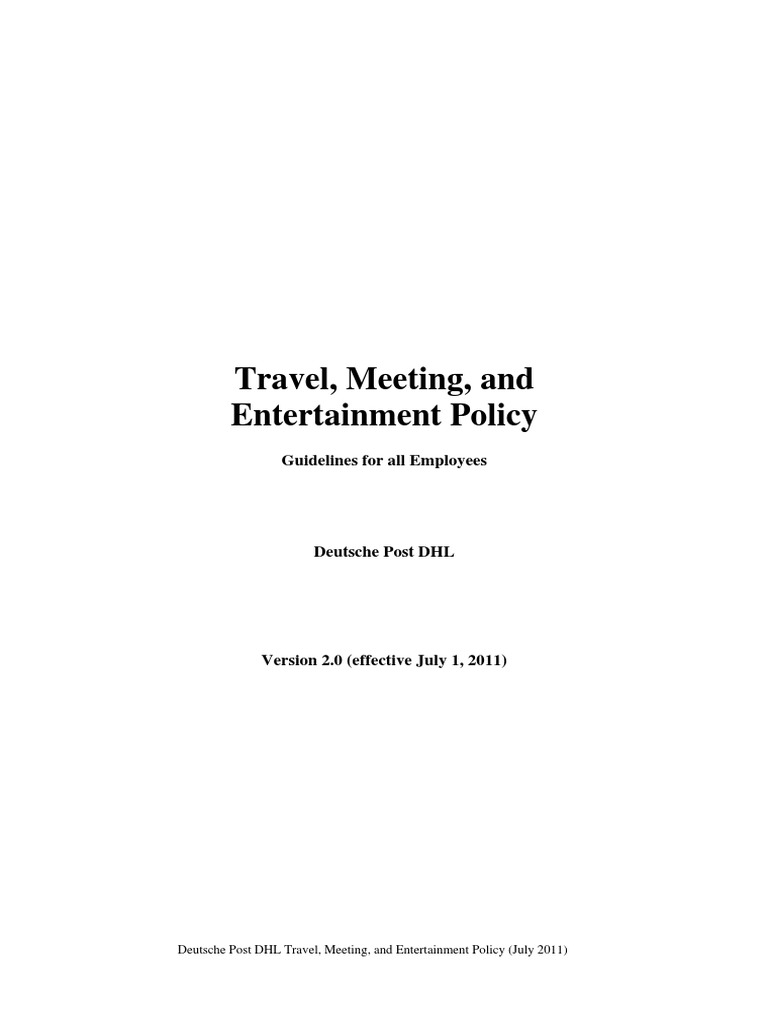Travel Meeting and Entertainment Policy | PDF | Per Diem | Credit Card